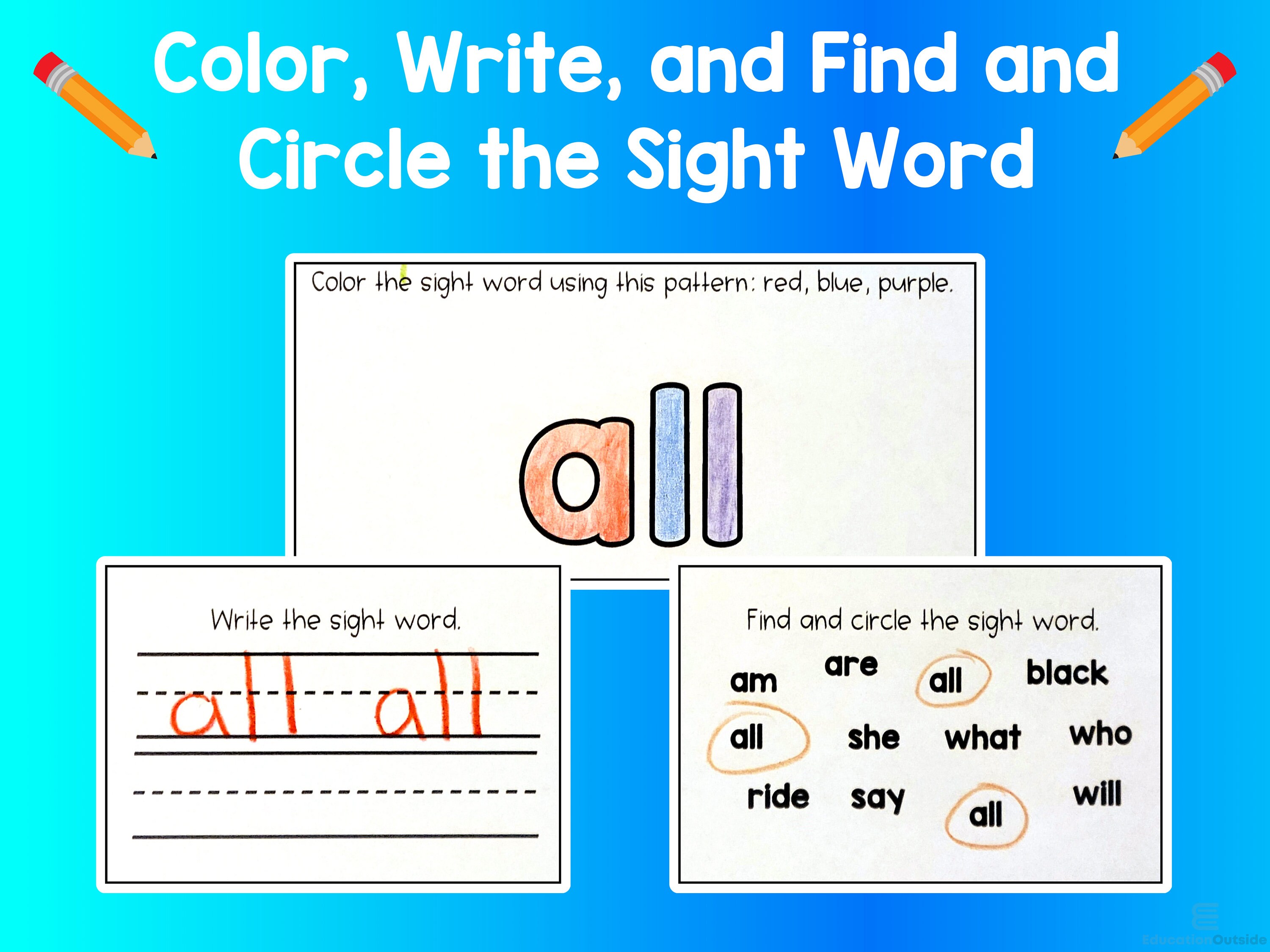 52 PAGES | Dolch Sight Words | Coloring Worksheets | Homeschool ...