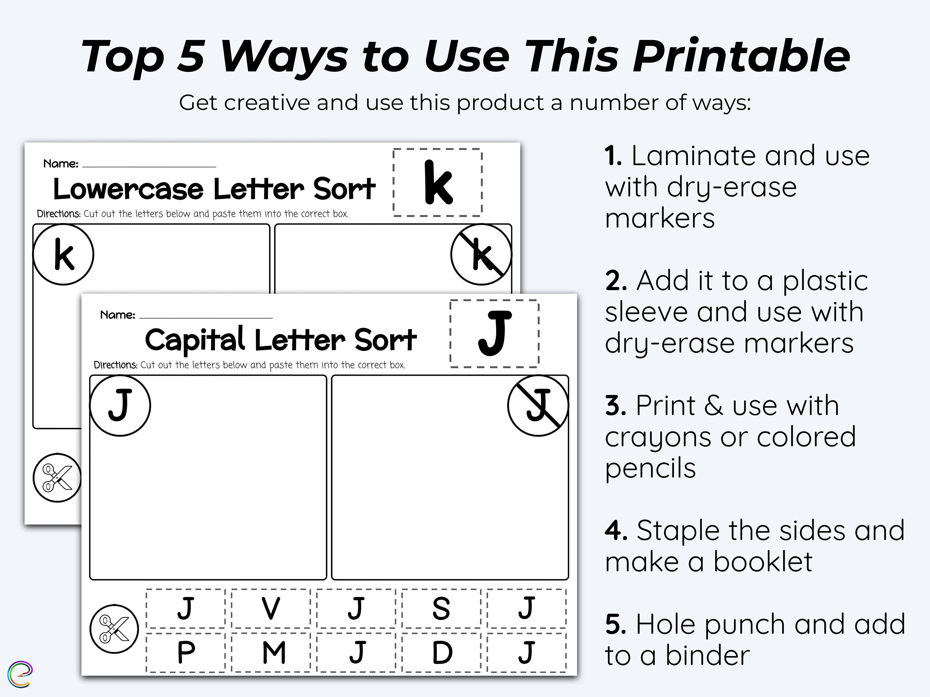 52 Cut Sort Paste Alphabet Worksheets, Activity Sheets, Daycare ...