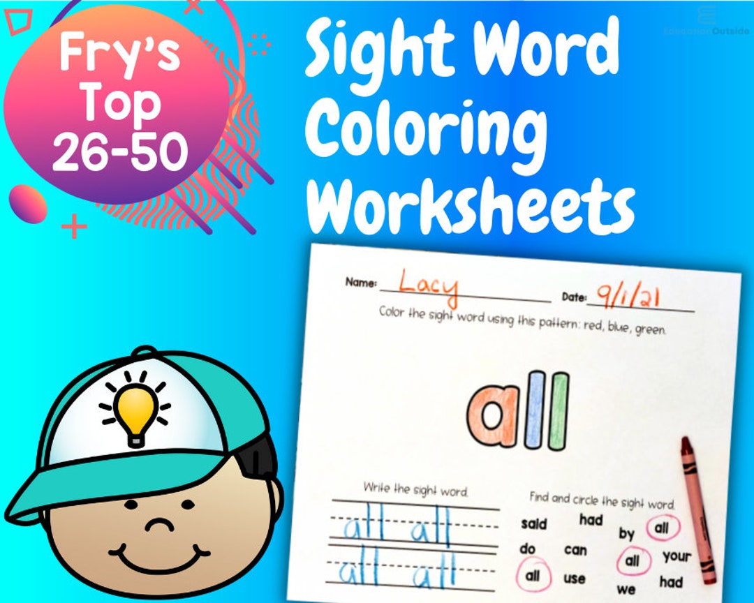 26-50 | Frys Sight Words | Coloring Worksheets | Home Schooling ...