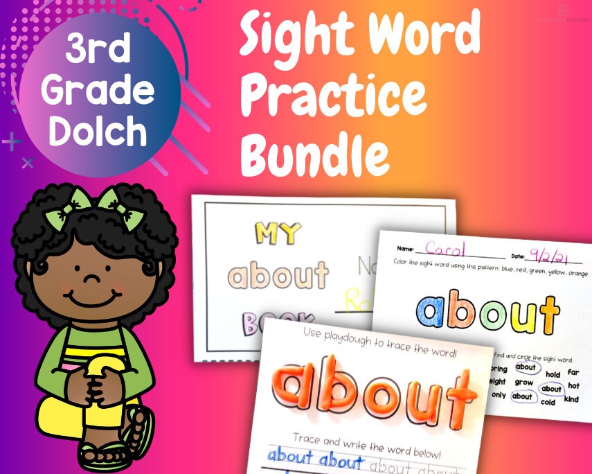 410 PAGES 3rd Grade Dolch Sight Words Mega Bundle Coloring Worksheets ...