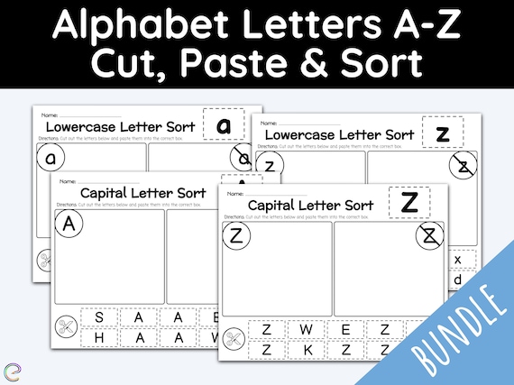 52 Cut Sort Paste Alphabet Worksheets Activity Sheets - Etsy