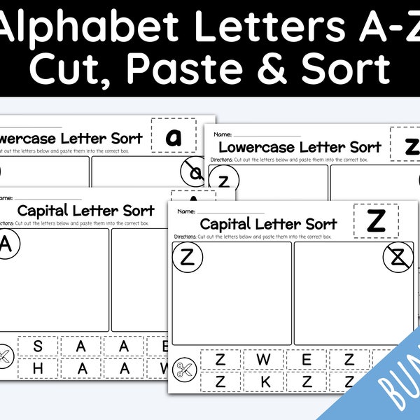 Paste and Cut Alphabet Worksheets - Etsy