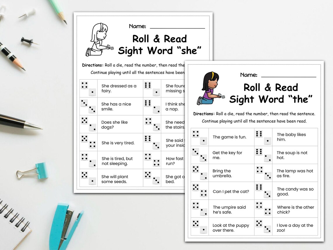 Roll a Sight Word Kids Worksheet Activity, Teacher Resources Education ...