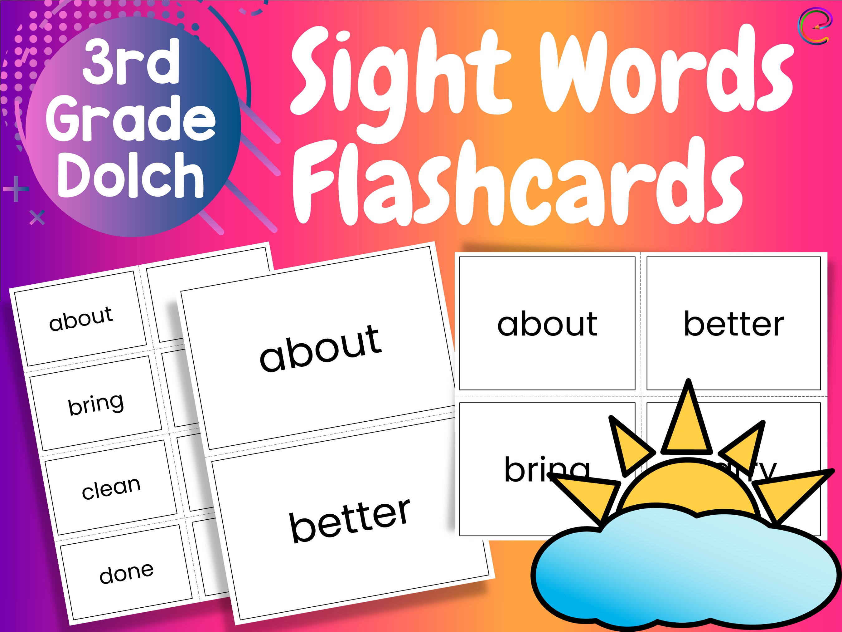 Dolch Sight Words 3rd Grade Flash Cards Home Schooling Printable Flash ...