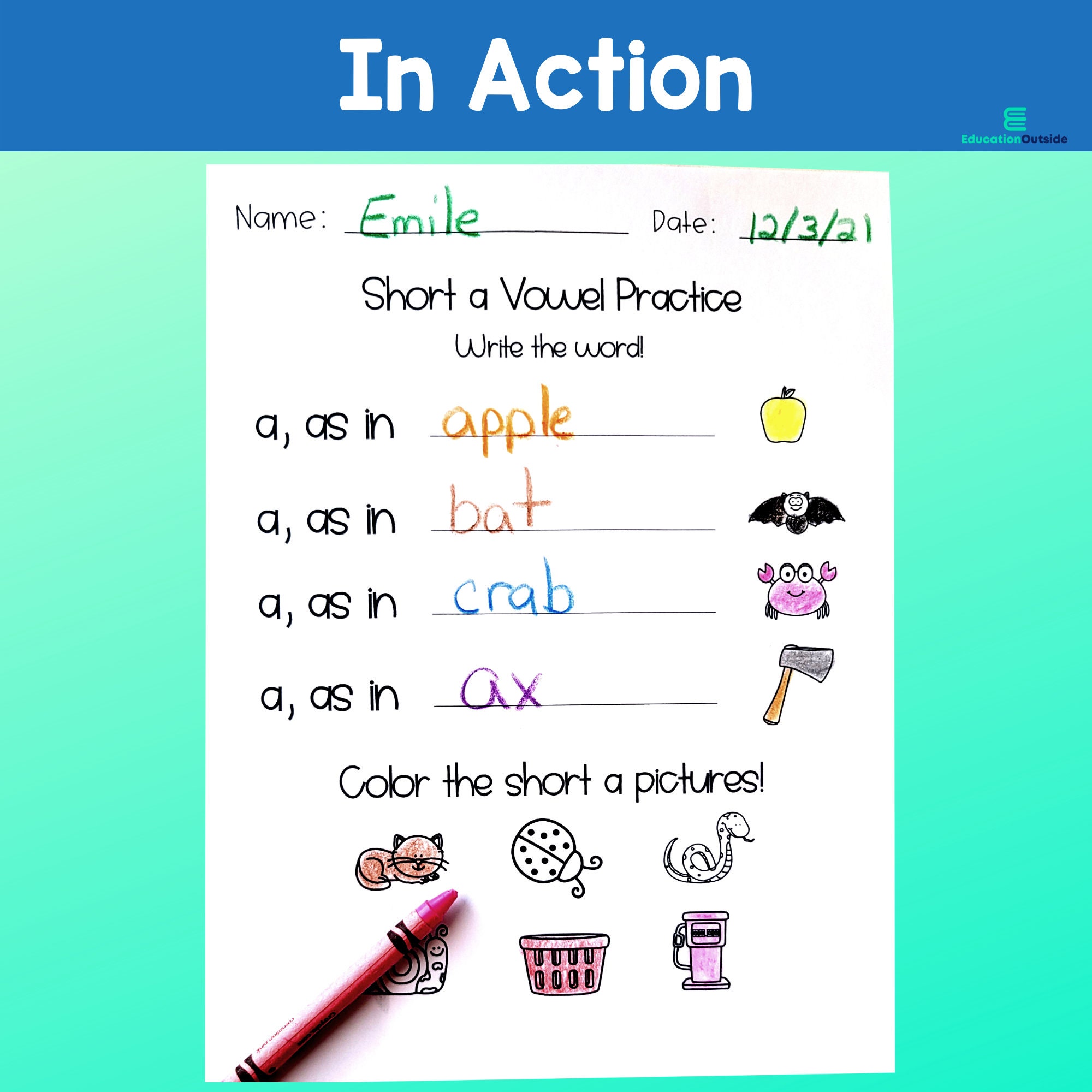 Short Vowel, Letter A, Children Worksheets, Vowel Sounds, Kindergarten ...