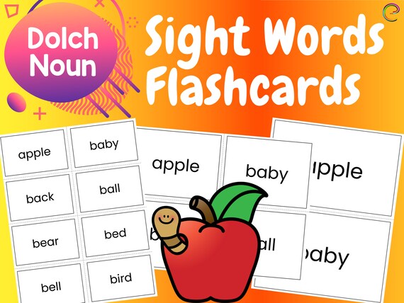 Dolch Flashcards Sight Word Cards Nouns First Grade | Etsy