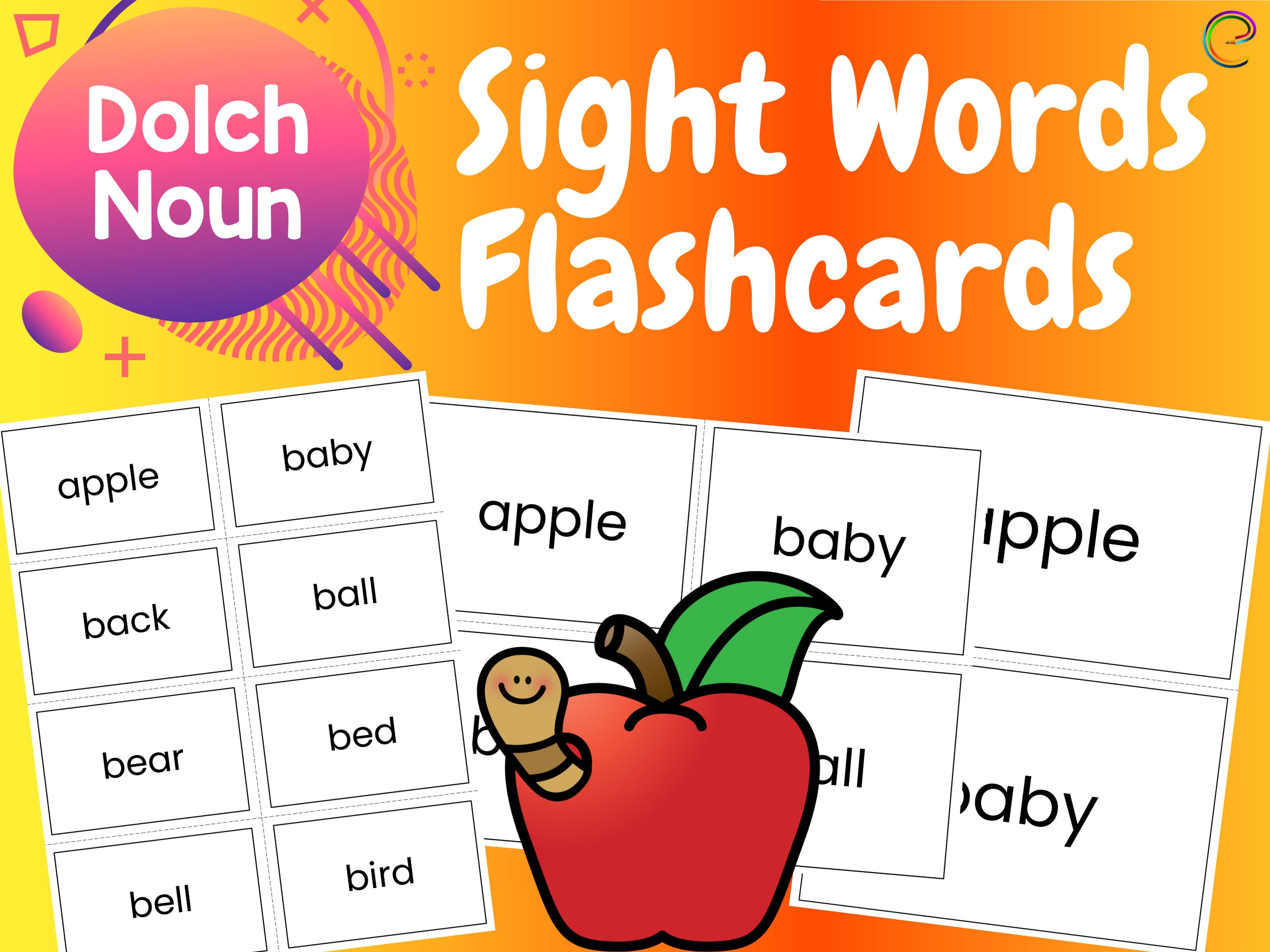 Dolch Flashcards Sight Word Cards Nouns First Grade - Etsy Canada