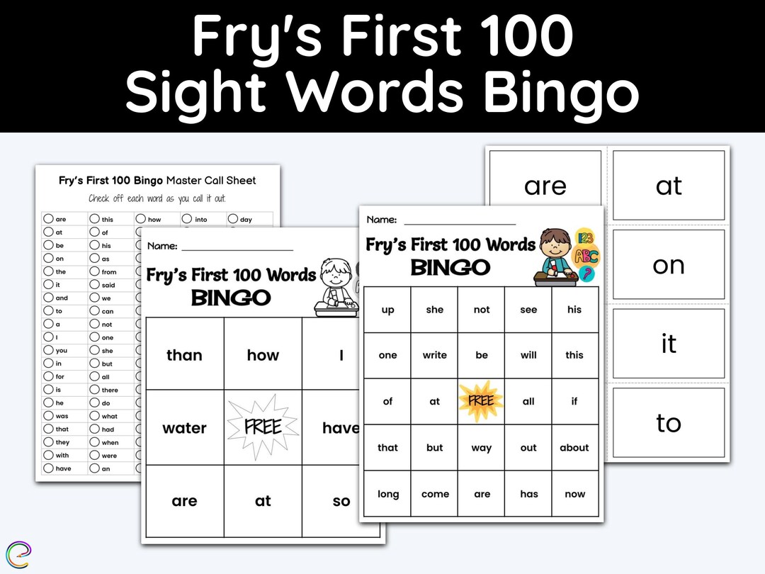 Bingo, Frys Sight Words, 100 Sight Words, Education Printables, First ...