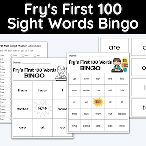 Bingo, Frys Sight Words, 100 Sight Words, Education Printables, First ...