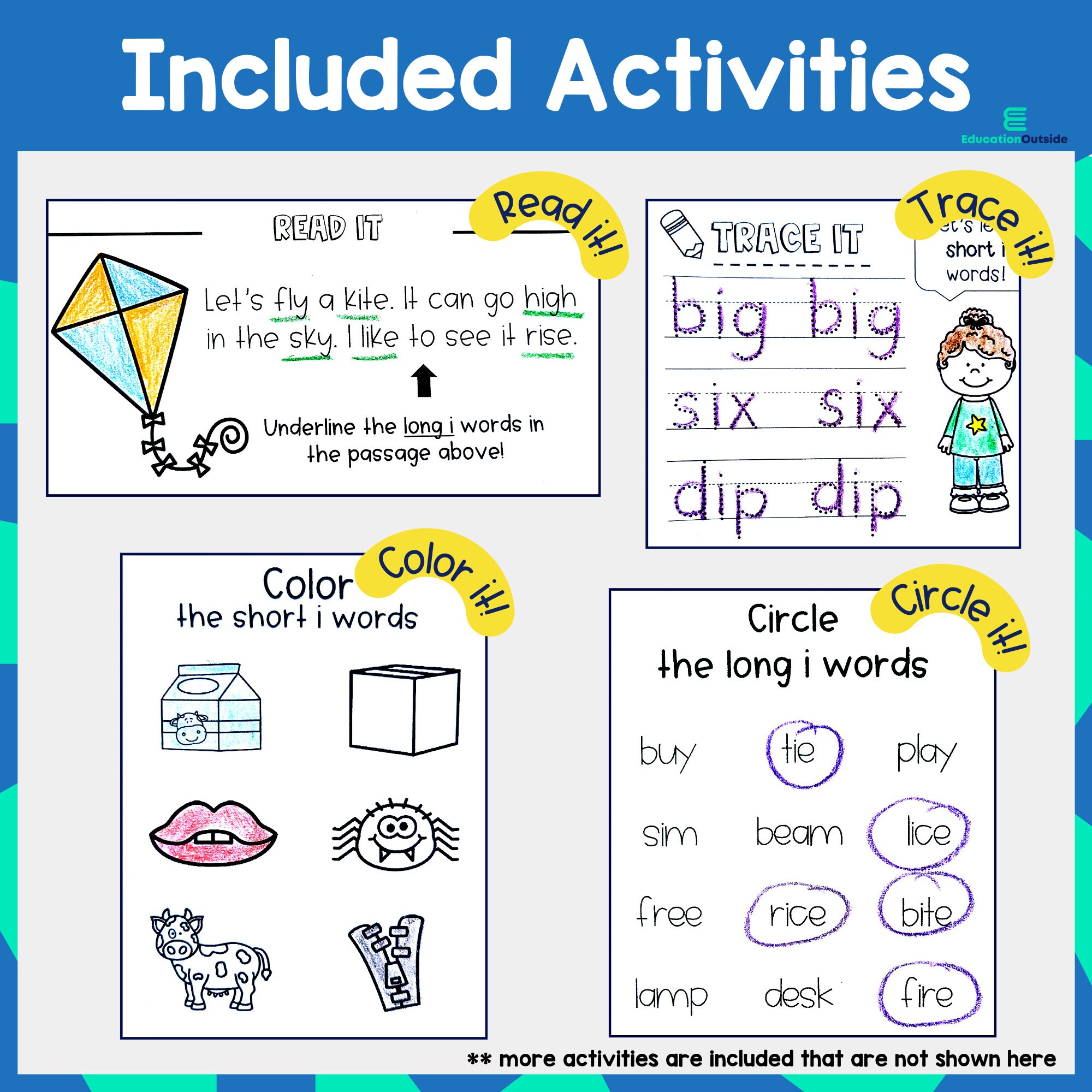 100 Pages, Long Vowel Worksheets, Short Vowels, Mega Bundle, 1st Grade ...