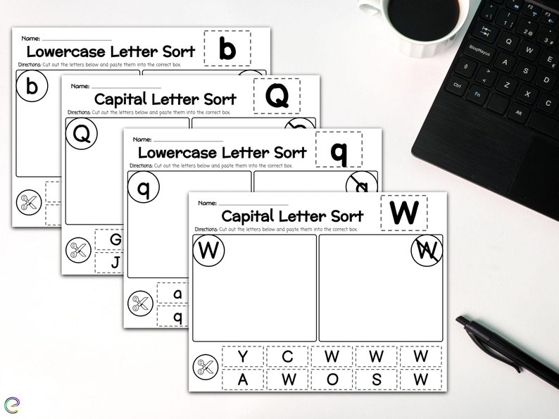 52 Cut Sort Paste Alphabet Worksheets Activity Sheets - Etsy
