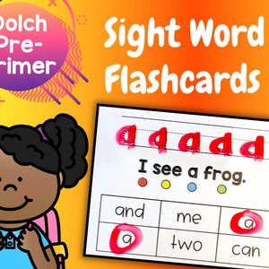 Sight Word Pocket Flashcards: Dolch Pre-primer - Etsy