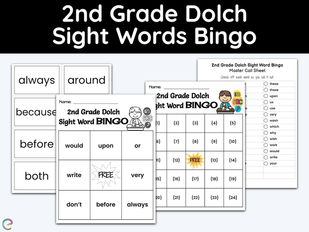 Kids Bingo | 2nd Grade | Dolch | Sight Words | Children Activities ...