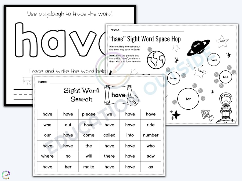 Sight Word Have, Children Worksheets, Kindergarten, 1st Grade ...