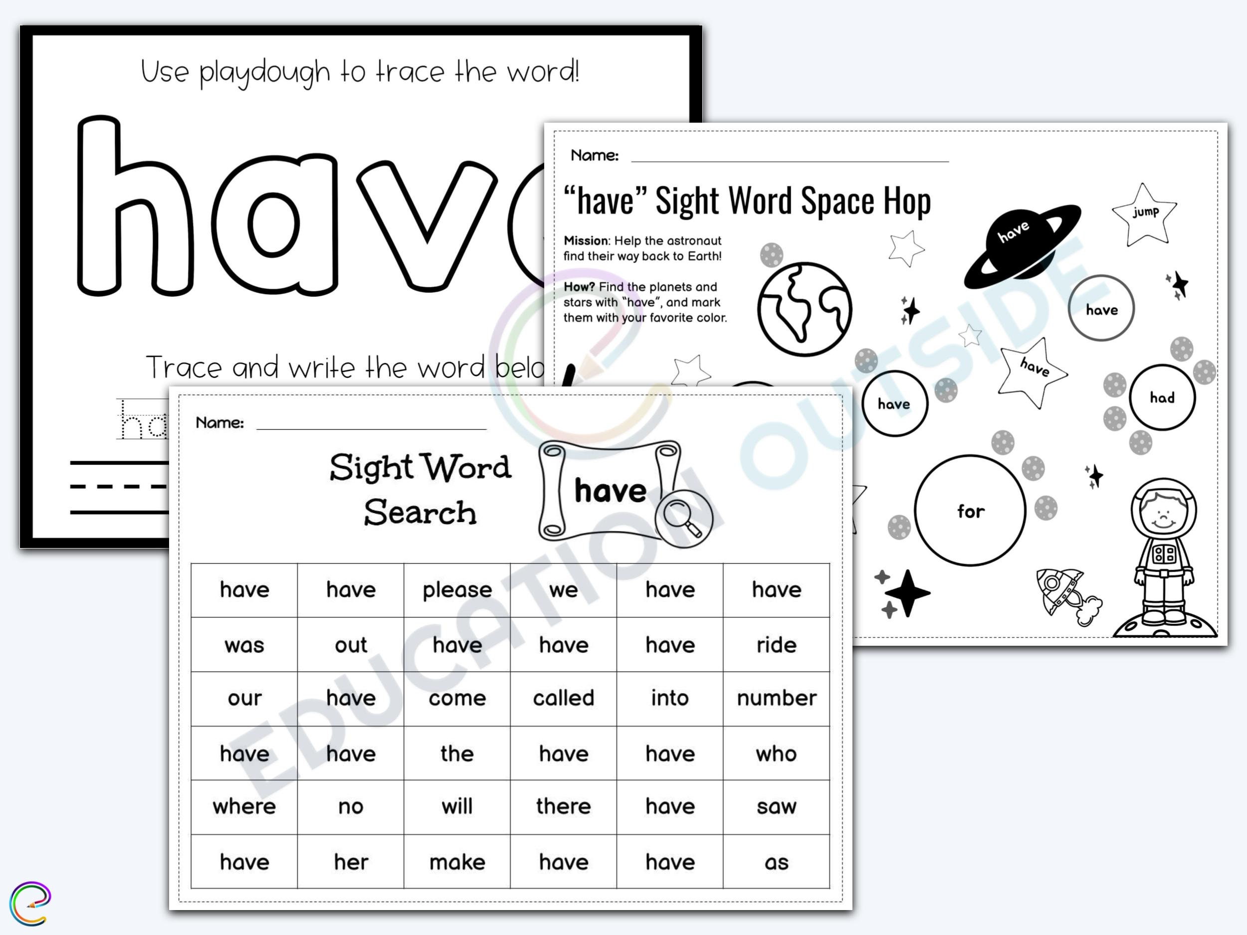 Sight Word Have Children Worksheets Kindergarten 1st Grade - Etsy