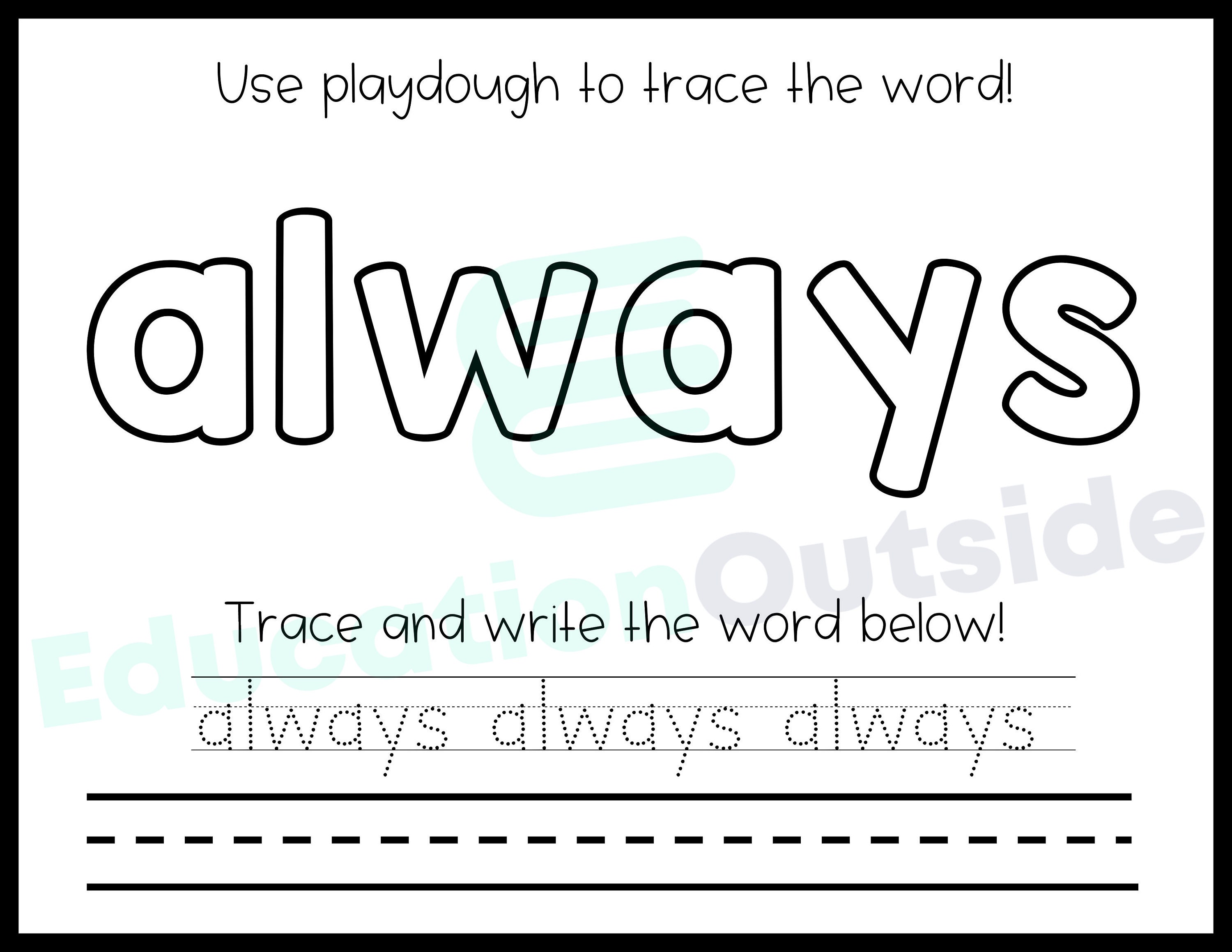 2nd Grade | Dolch Sight Words | Playdough Mats | High Frequency Words ...