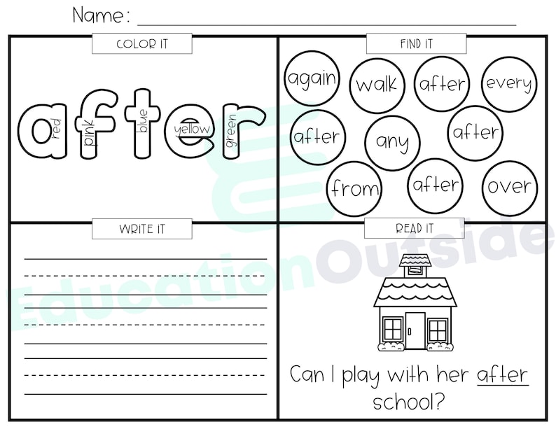 1st Grade Worksheets Dolch Sight Words Activity Mat Activity Sheets ...