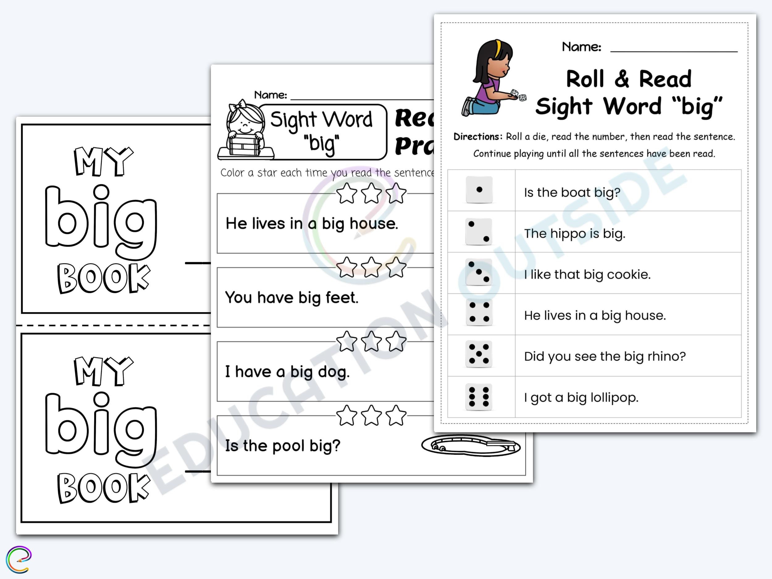 Sight Words, Sight Word Big, Kindergarten Worksheets, First Grade ...