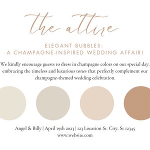 Wedding Attire Card Template Champagne Color, Guest Dress Code Insert ...