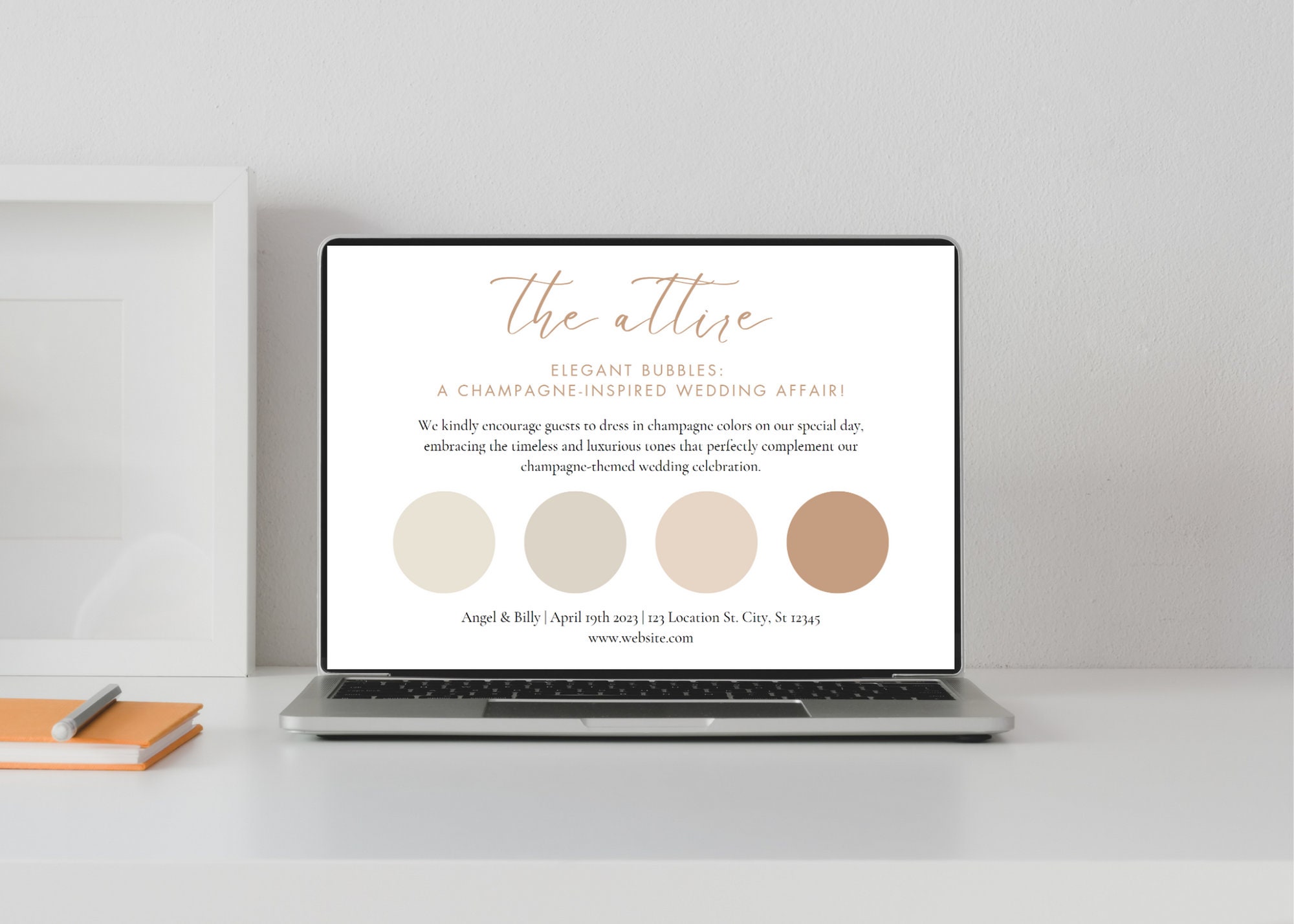 Wedding Attire Card Template Champagne Color, Guest Dress Code Insert ...