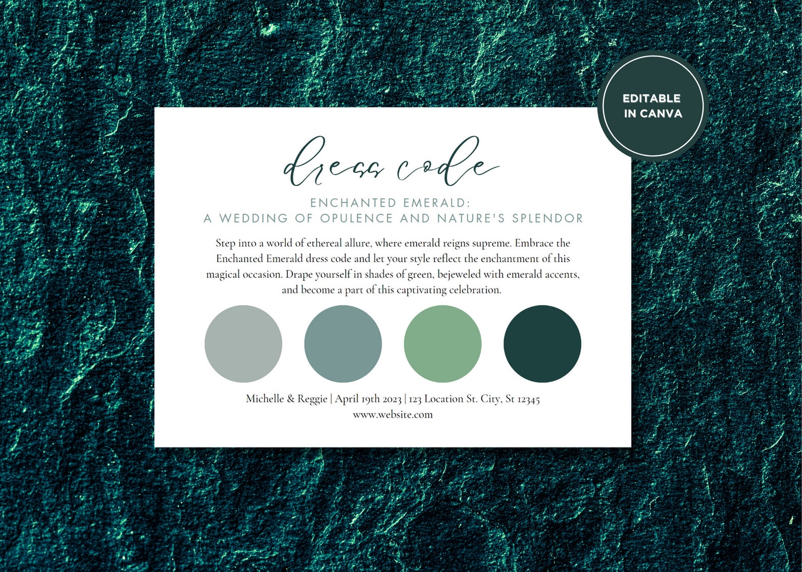 Emerald Wedding Bride Mood Board Wedding Glam Emerald Bride Attire Card ...