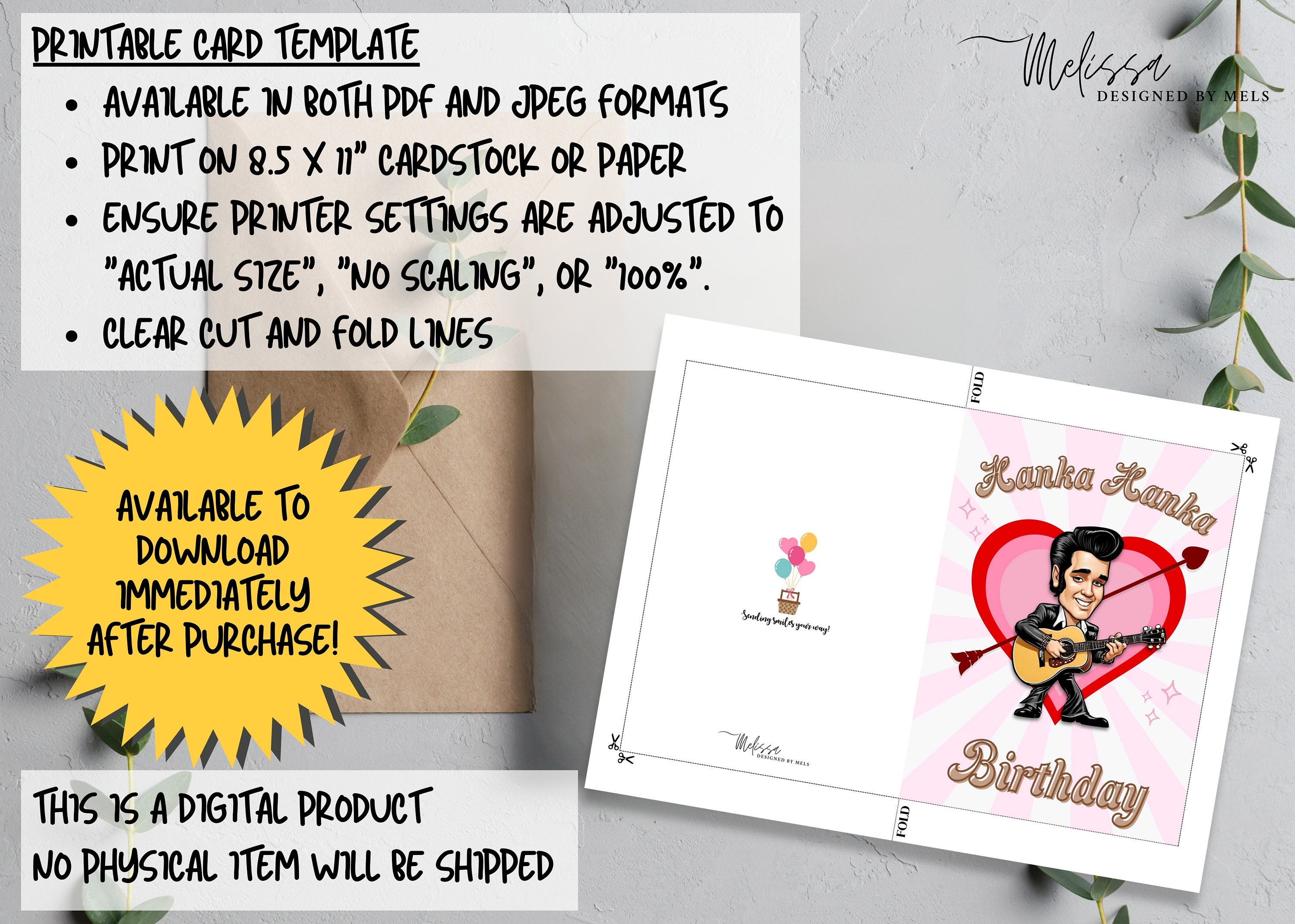 Elvis Presley Printable Birthday Card Elvis Hunka Hunka Happy Birthday ...