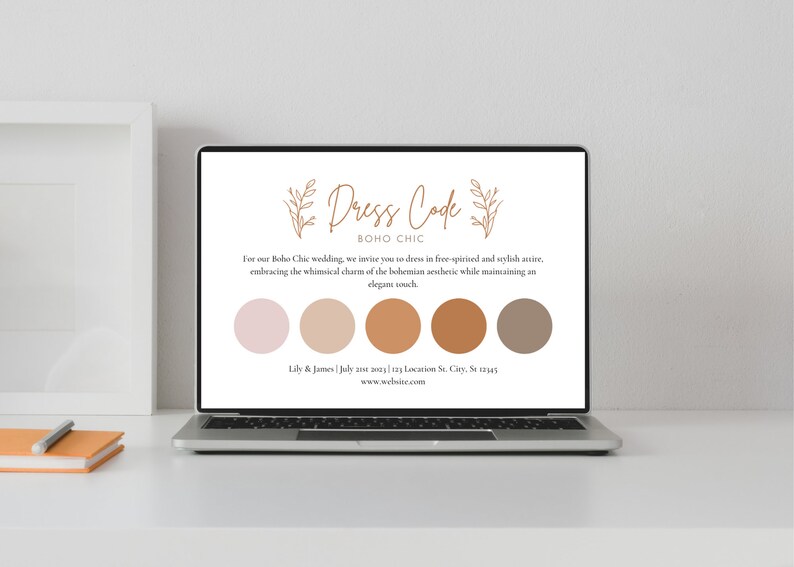 Wedding Guest Attire Card, Wedding Attire Card Template, Wedding Color ...