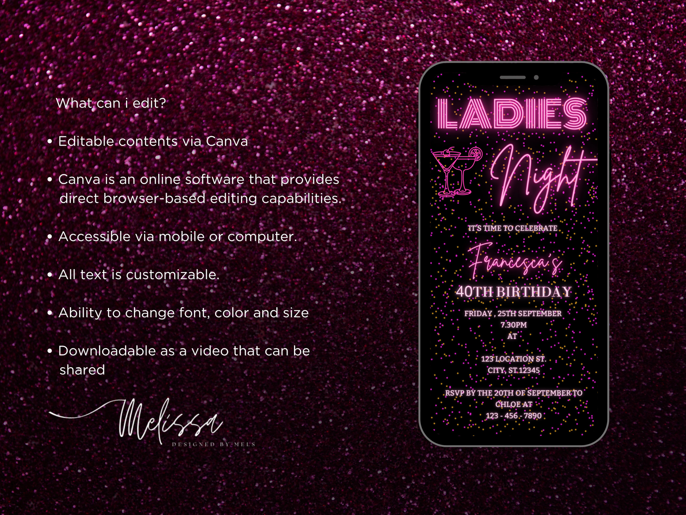Editable Girls Night Out, Ladies Night, Girls Night In, Bachelorette ...