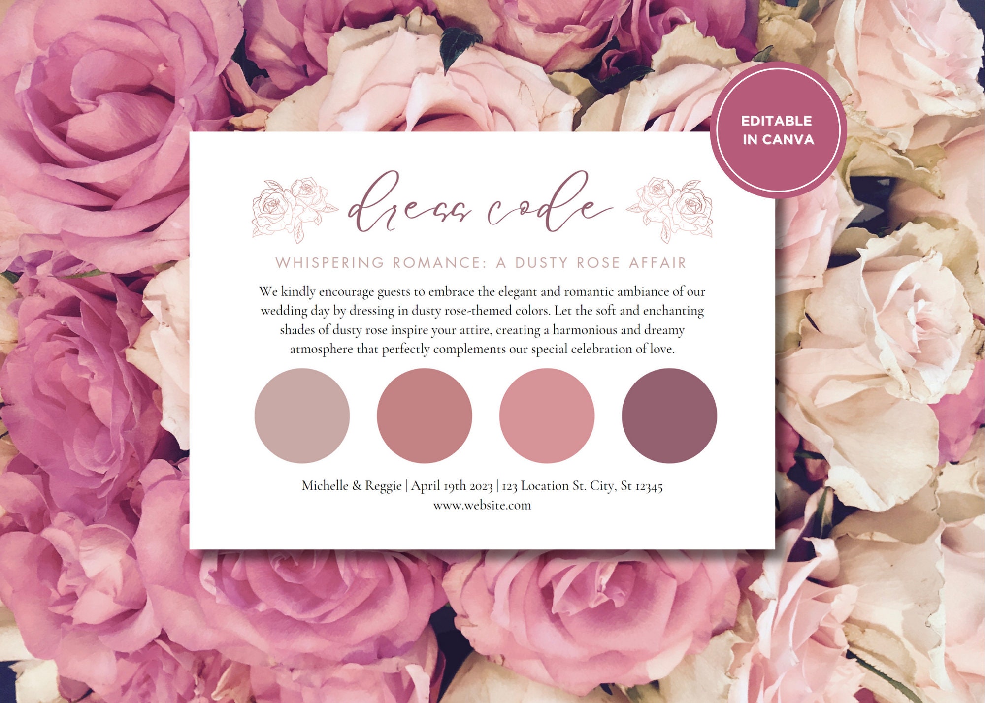 Dusty Rose Burgundy Guest Attire Card Color Palette Wedding Attire Card ...