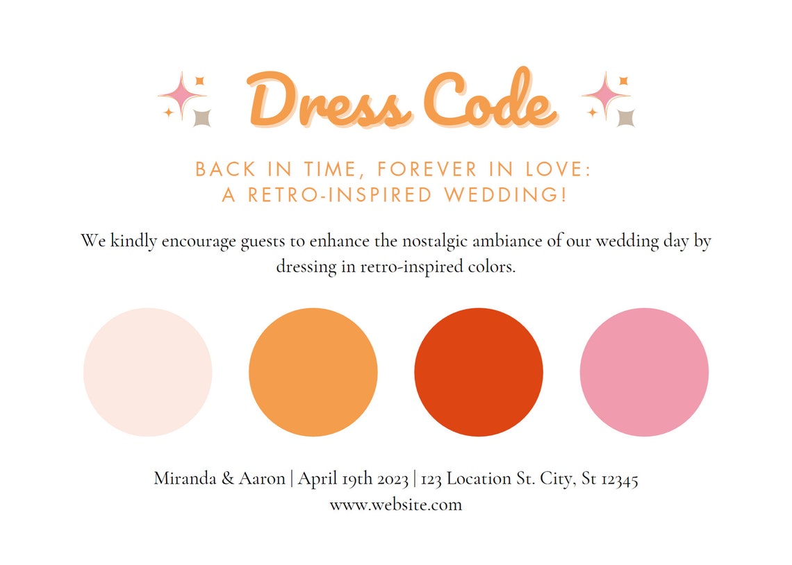 Retro Wedding Attire Card Template Wedding Invitation Dress Code Attire ...