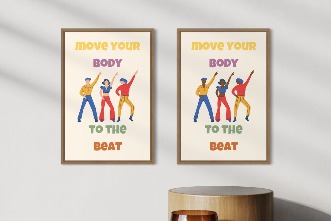 Colorful Dance Poster Happy People move Your Body to the Beat Digital ...