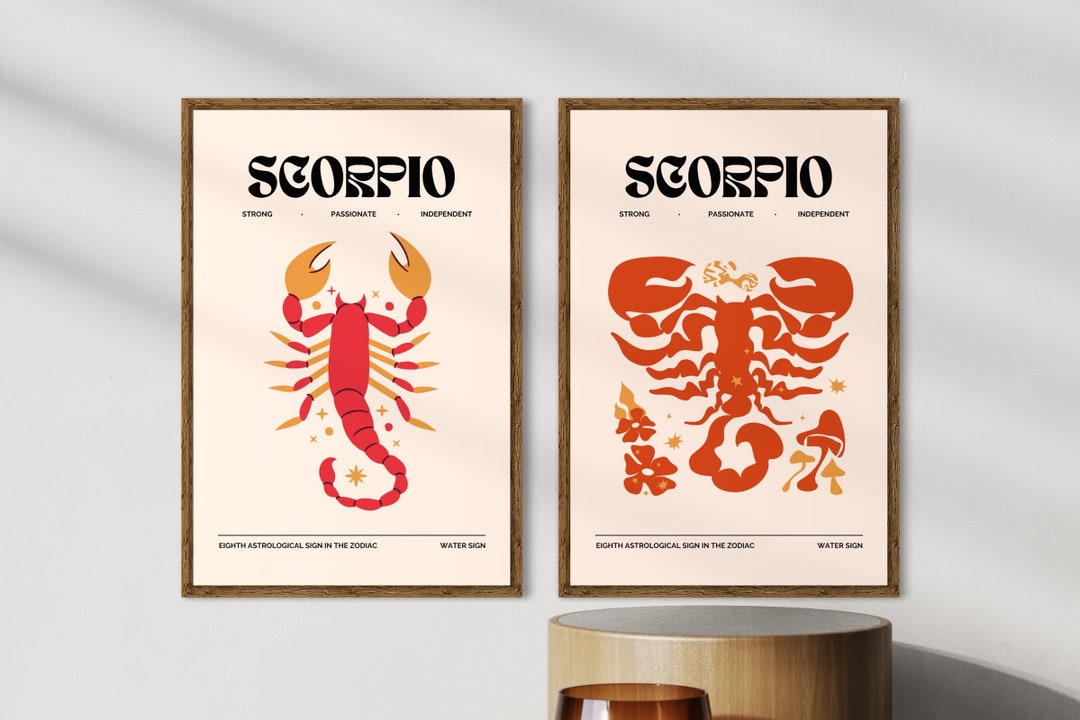 Scorpio Zodiac Png Scorpio Prints Wall Art Abstract Zodiac Print Set ...