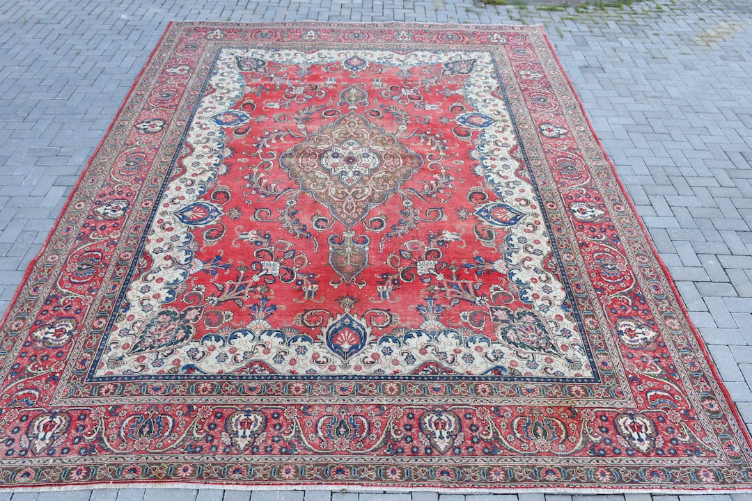 11x14,1 Ft Vintage Kurdish Red Handmade Rug – 132x170 Inches Large ...