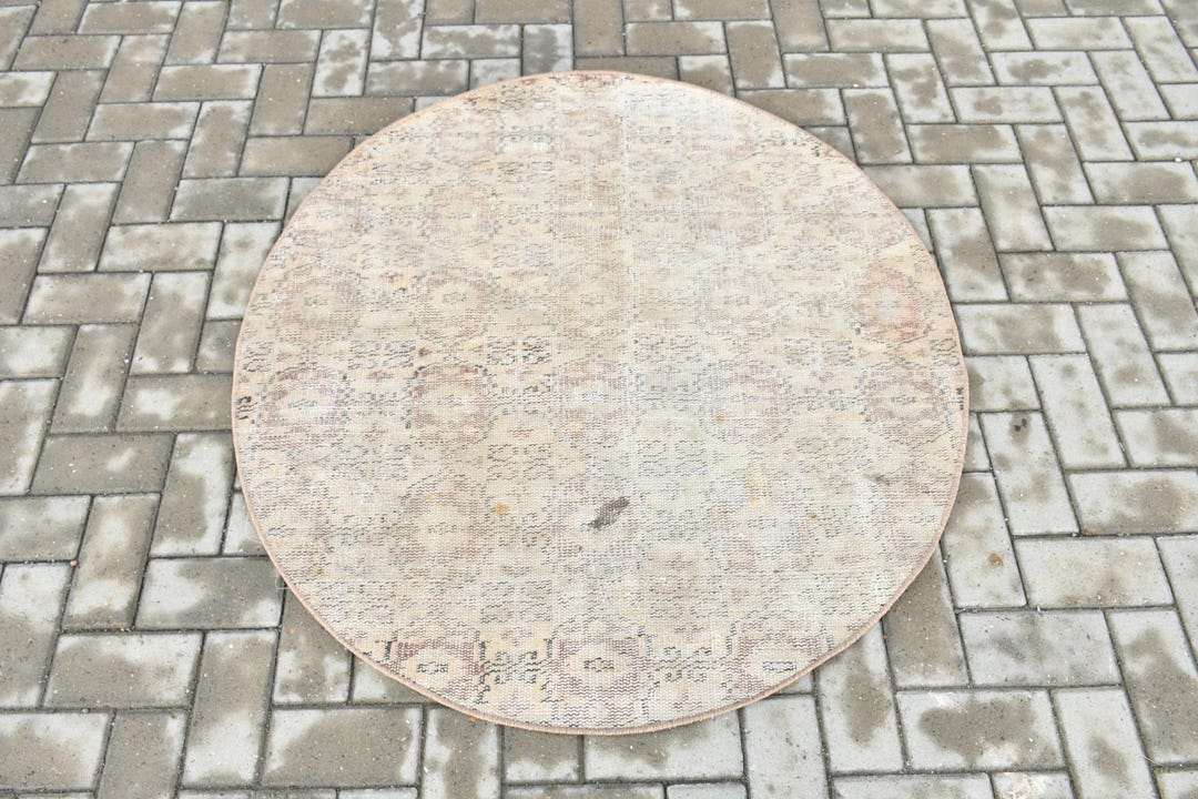 Round Turkish Rug, Vintage Rug, Circle Carpet, Artisanal Decor ...