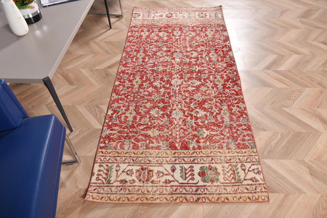 Vintage Rug, Turkish Rug, 3x7 Accent Rug, Antique Rug, Rugs For Kitchen ...