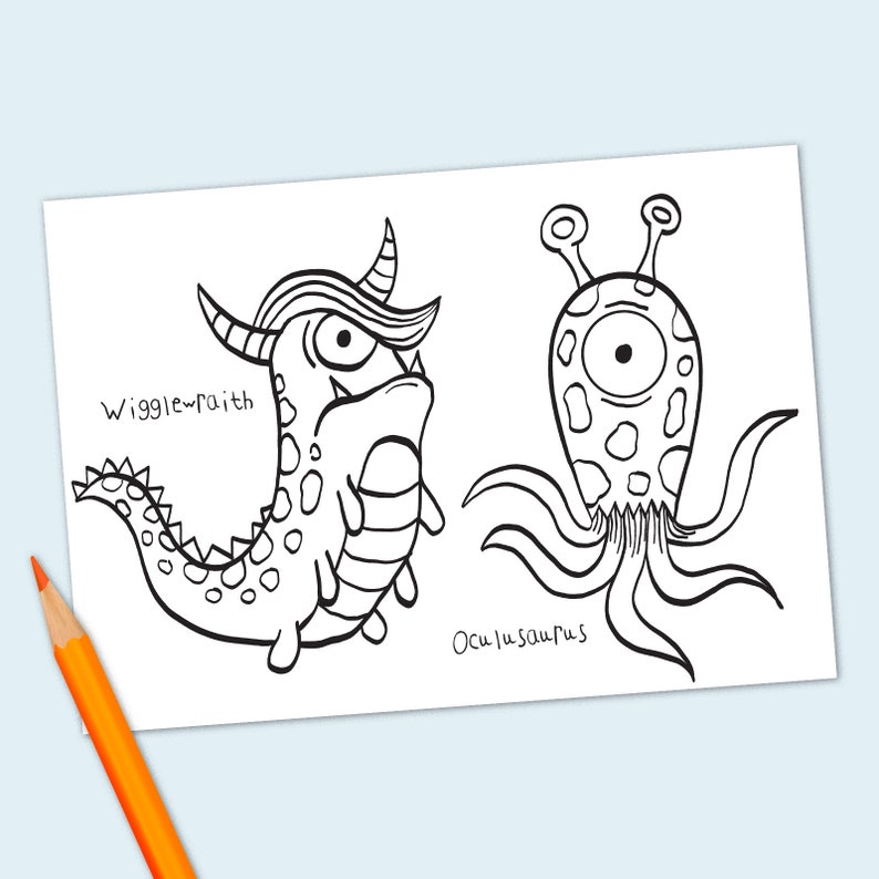 Monsters Coloring Pages for Kids, Easy Coloring Pages for Kids ...