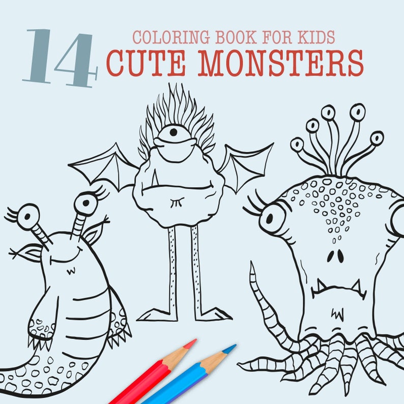 Monsters Coloring Pages for Kids, Easy Coloring Pages for Kids ...