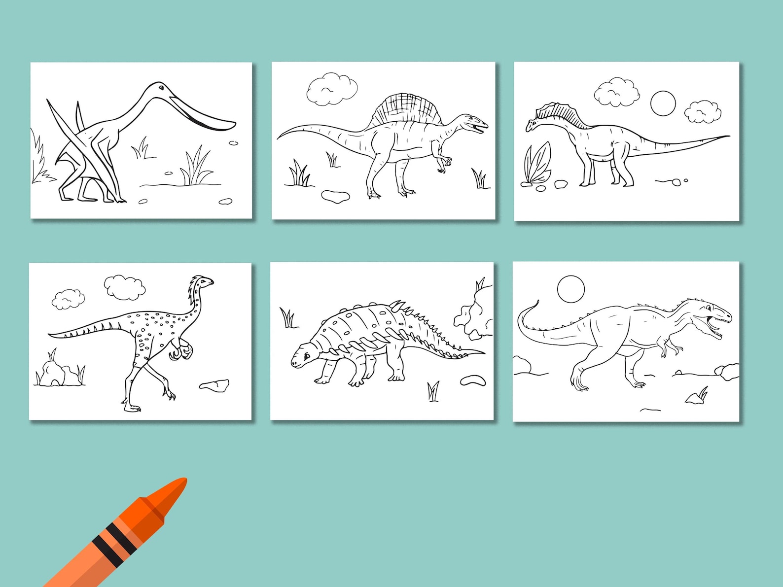 Dinosaur Coloring Pages, Easy Coloring Pages for Toddlers, Coloring ...