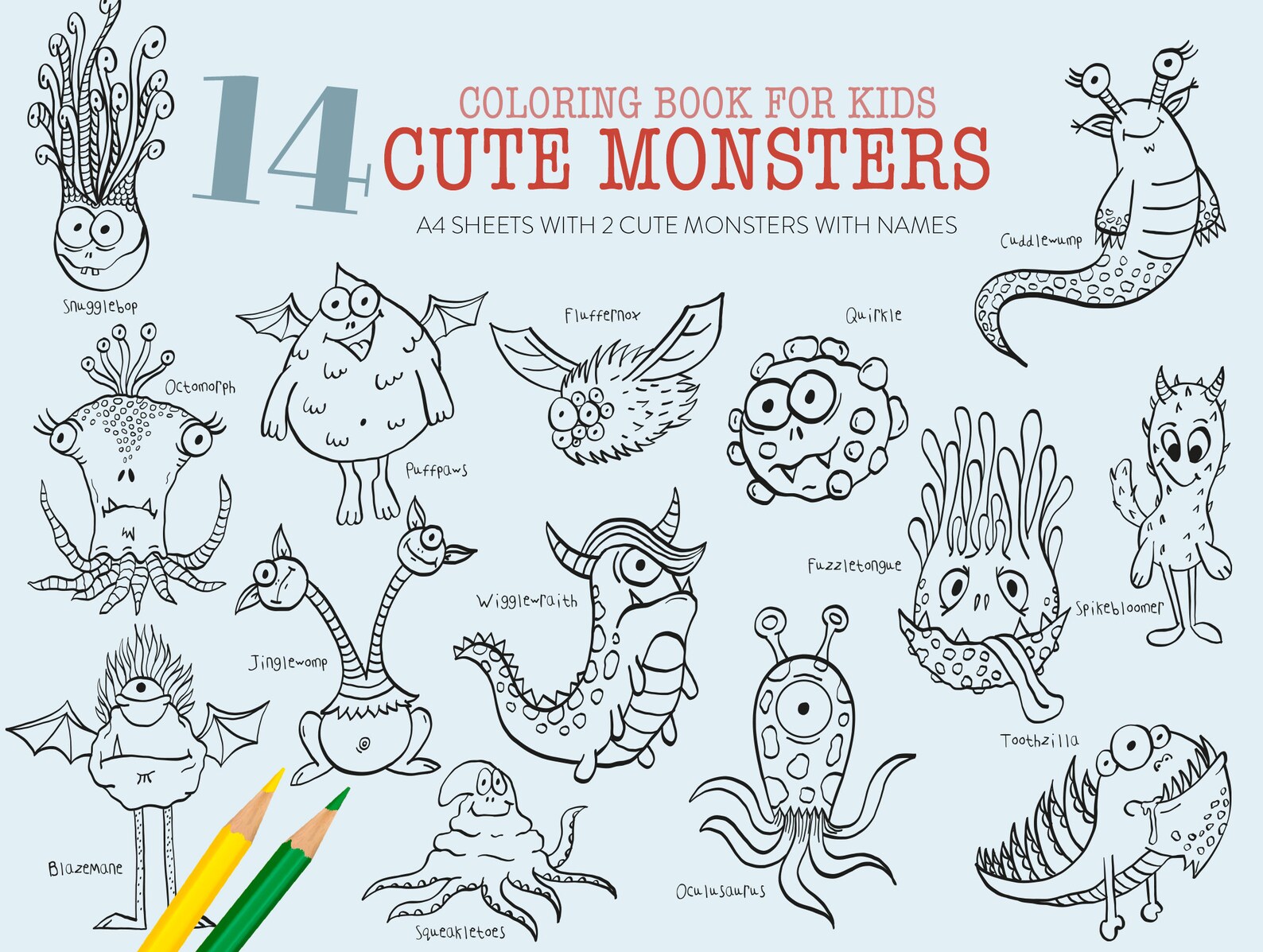 Monsters Coloring Pages for Kids, Easy Coloring Pages for Kids ...