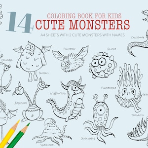 Monsters Coloring Pages for Kids, Easy Coloring Pages for Kids ...