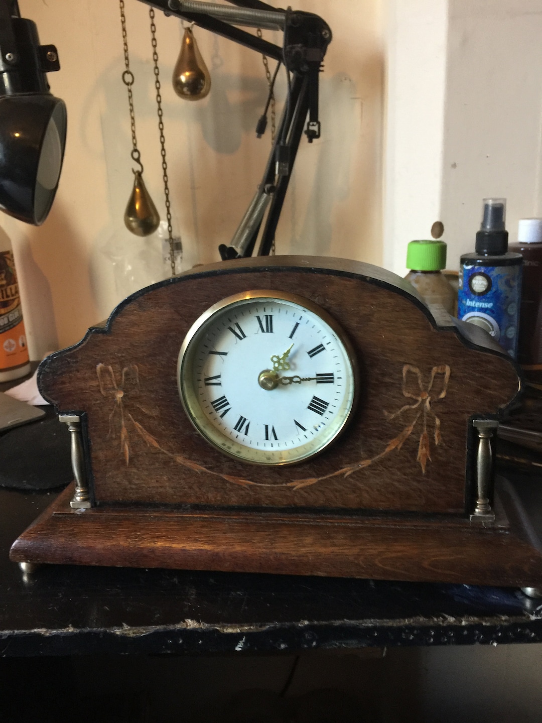 Solid Oak French Mantel Clock Converted to Quartz Battery Movement ...