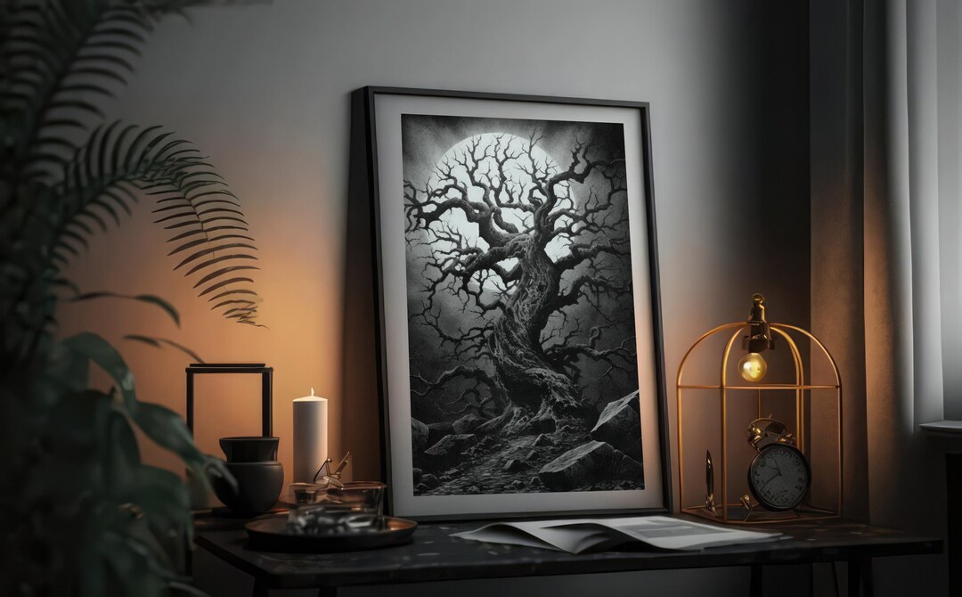 Gothic Tree Art Print Dark Academia Victorian Gnarled Tree - Etsy