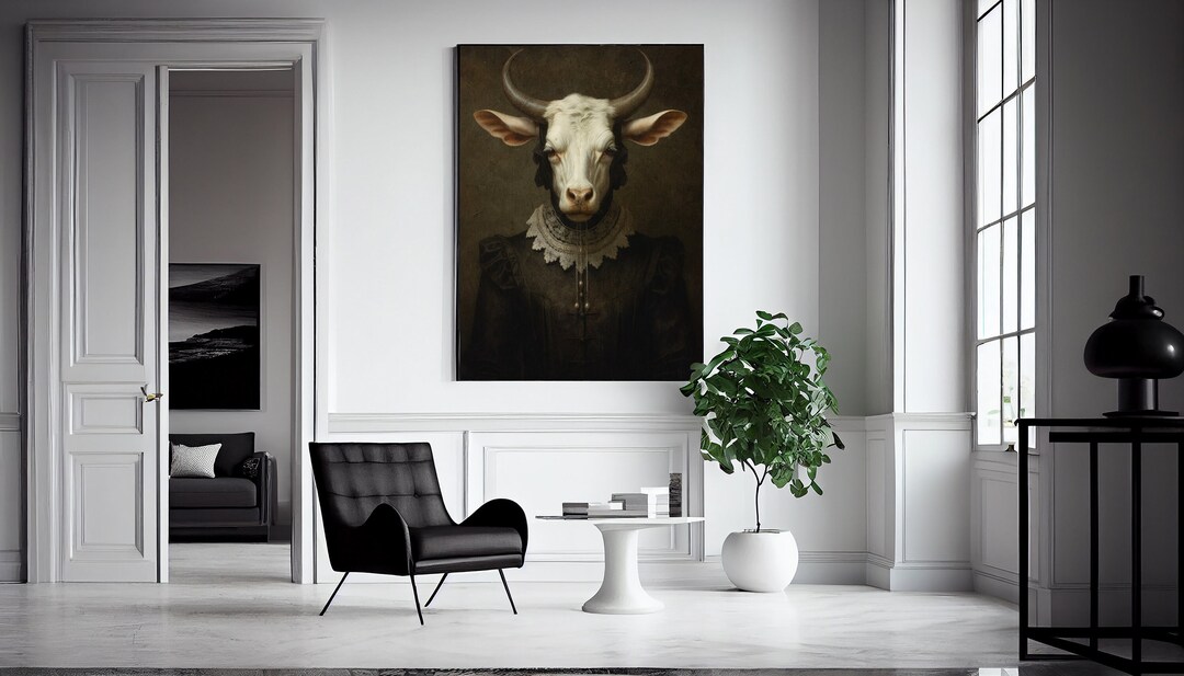 Creepy Gothic Cow Portrait Gothic Cow Vintage Poster - Etsy