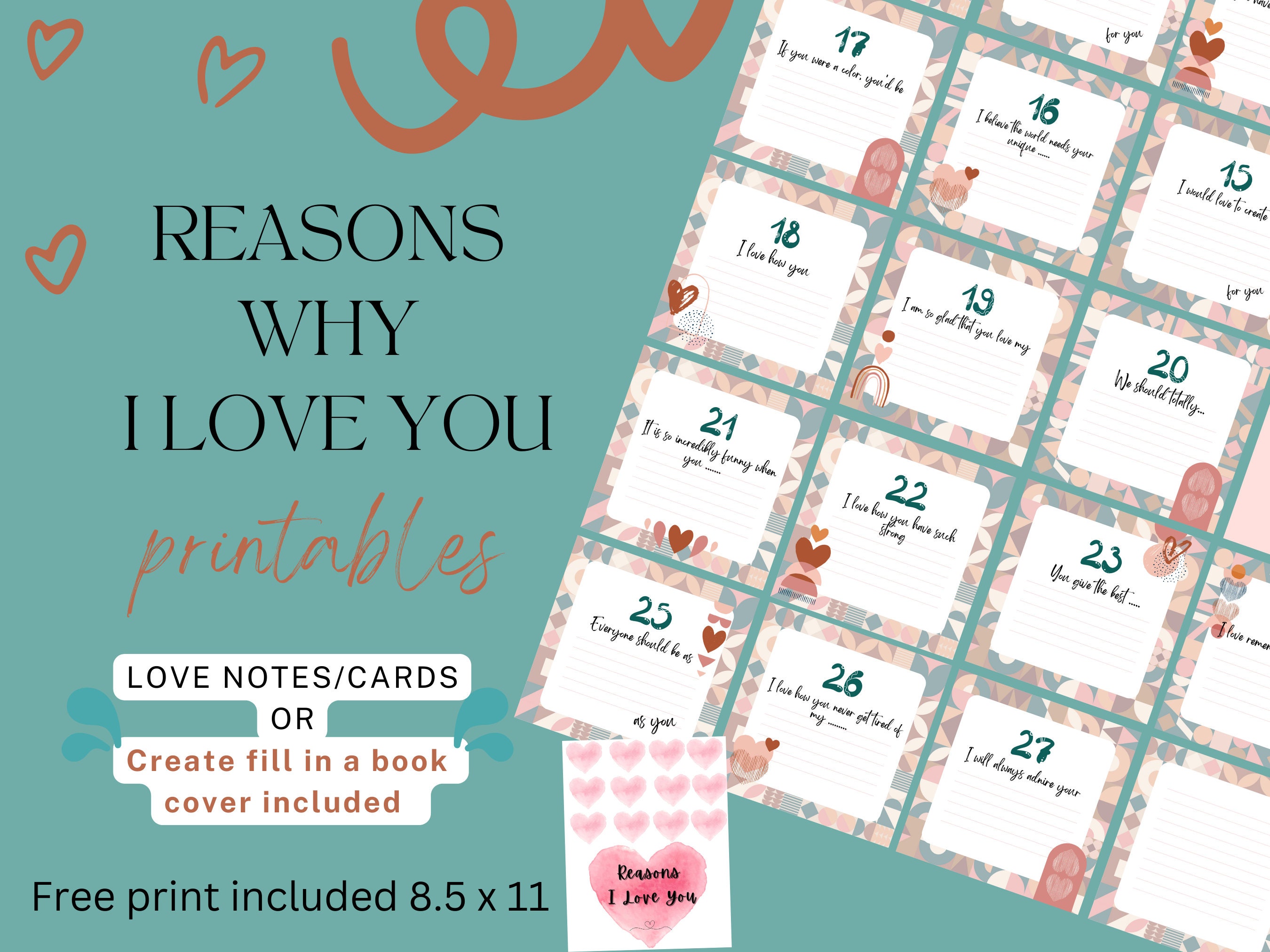 Reasons Why I Love You Mom - Printable Love Notes With Prompts to ...