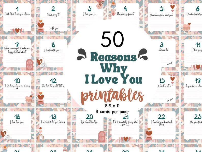 Reasons Why I Love You Mom - Printable Love Notes With Prompts to ...