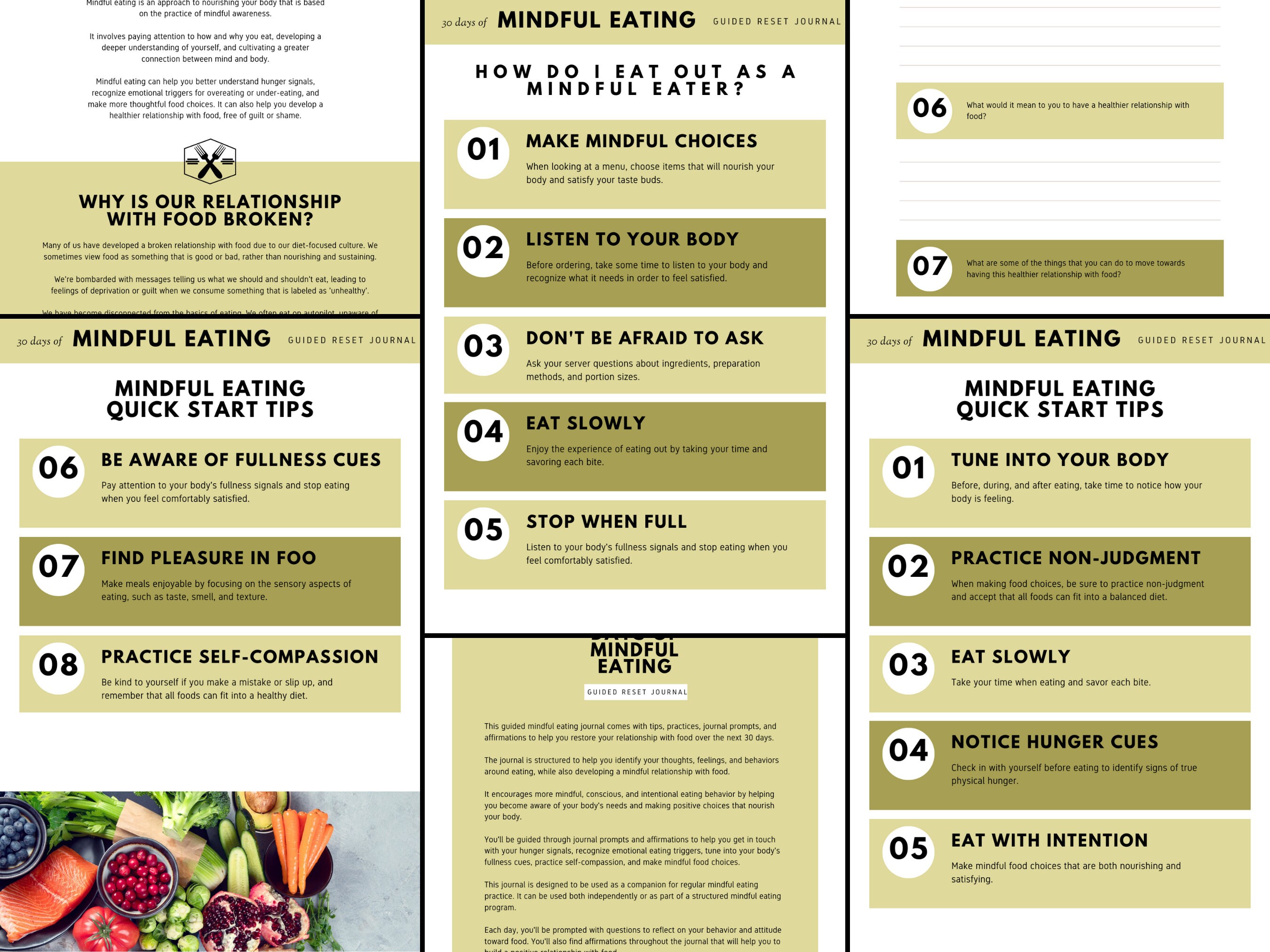 Mindful Eating Workbook Printable Intuitive Eating Journal Food Journal ...