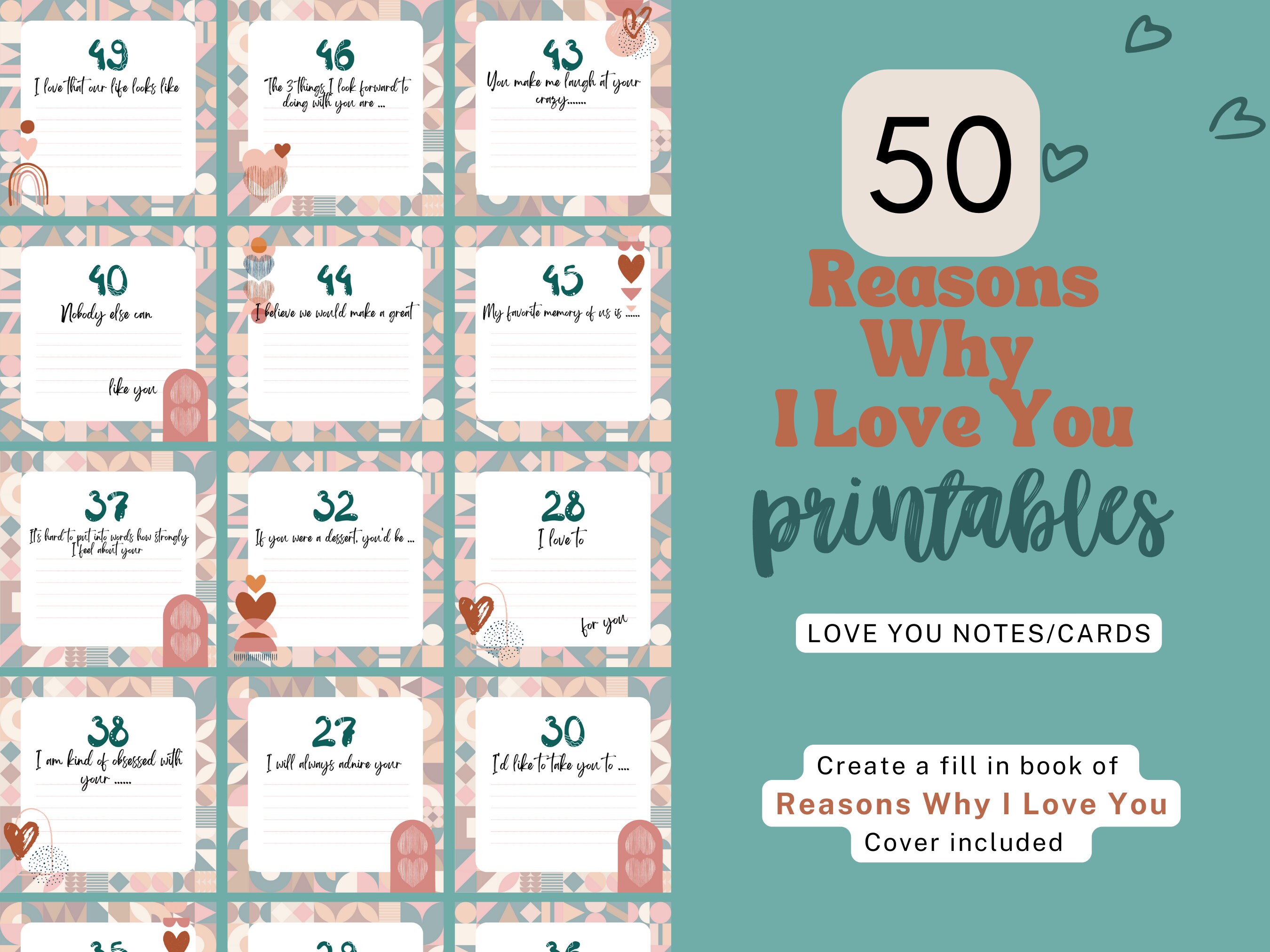 Reasons Why I Love You Mom Printable Love Notes With Prompts to Create ...