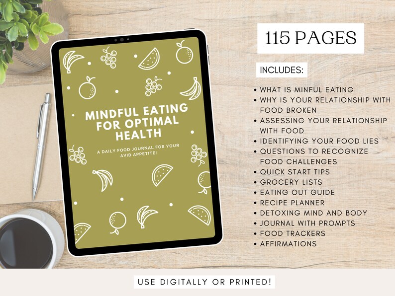Mindful Eating Workbook Printable | Intuitive Eating Journal | Food ...
