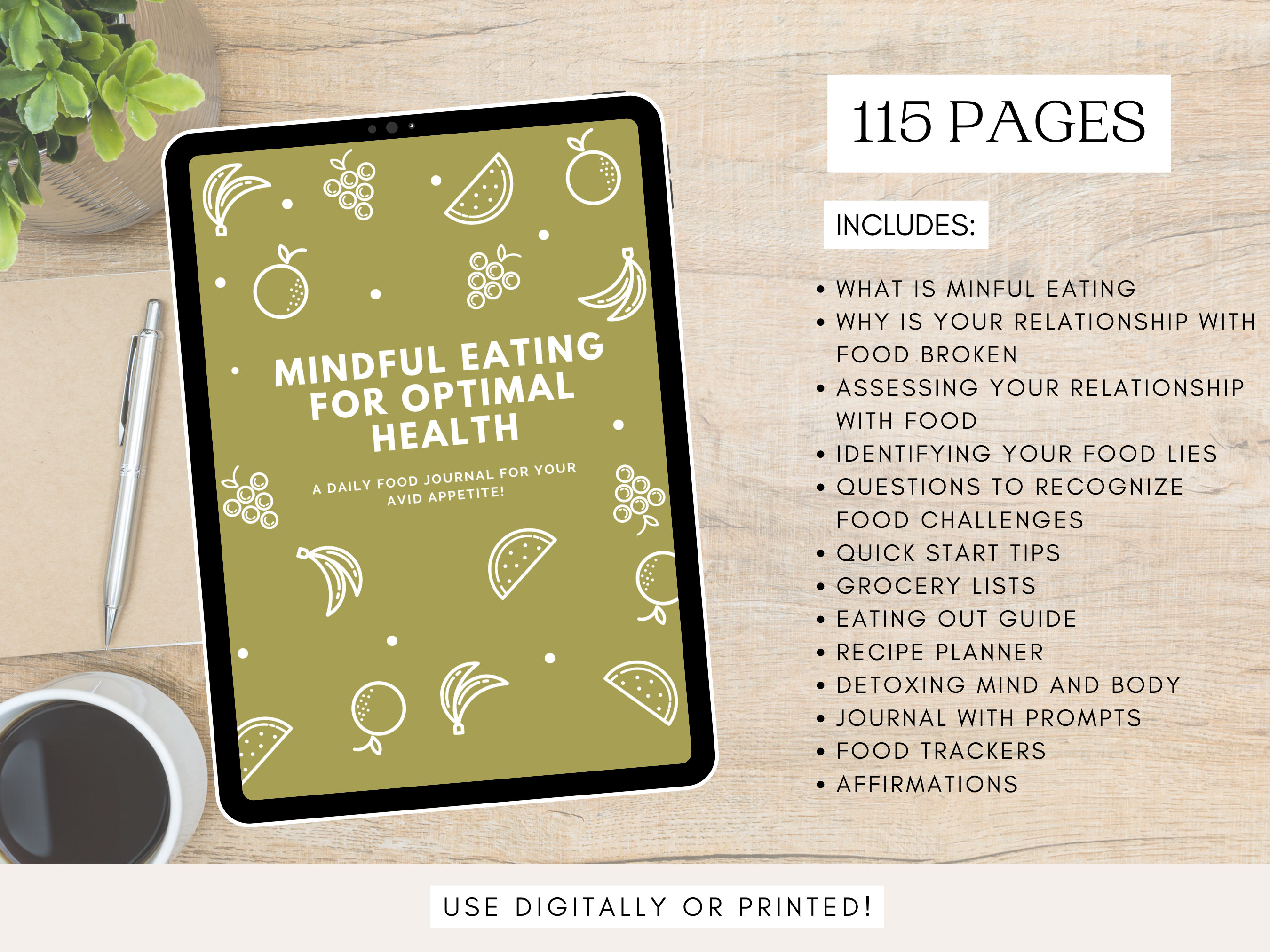 Mindful Eating Workbook Printable | Intuitive Eating Journal | Food ...