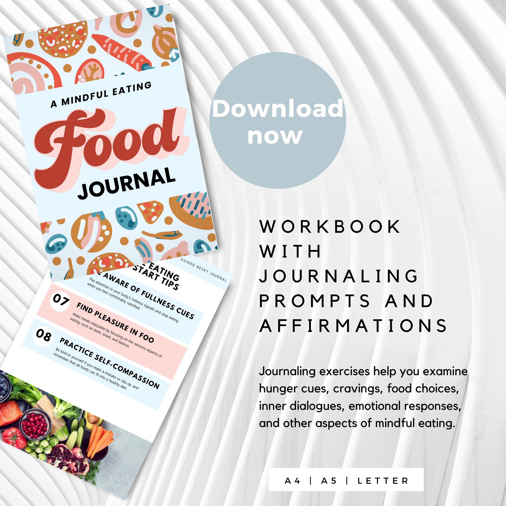Mindful Eating Workbook Printable | Intuitive Eating Journal | Food ...